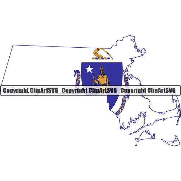 State Flag Map Massachusetts ClipArt SVG – ClipArt SVG