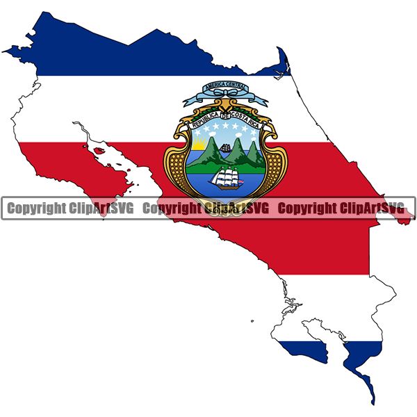 Country Flag Map Costa Rica ClipArt SVG – ClipArt SVG