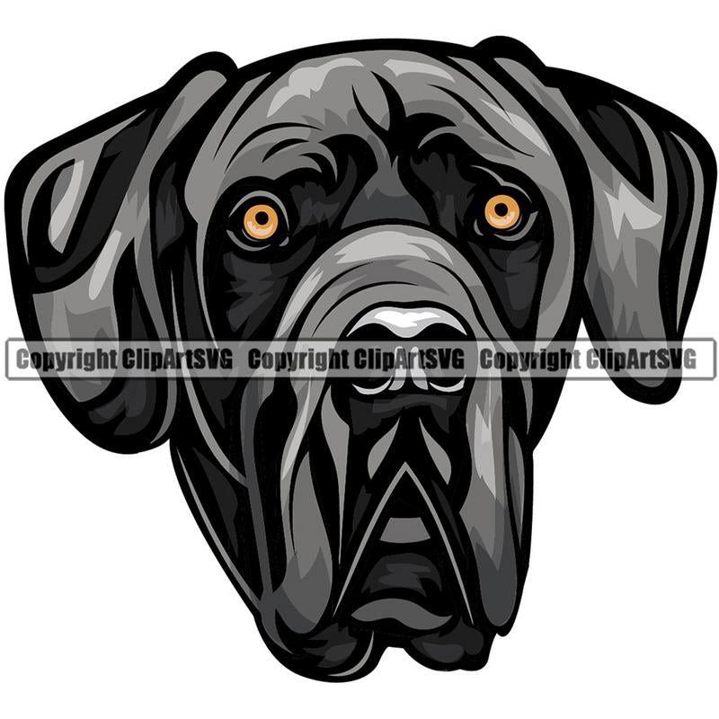 Great Dane Dog Breed Head Color ClipArt SVG – ClipArt SVG