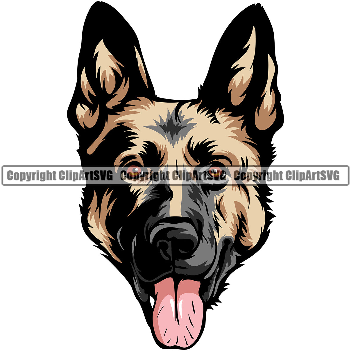 German Shepherd Dog Head Purebred Pup Pedigree Vector Canine K-9 K9 ...