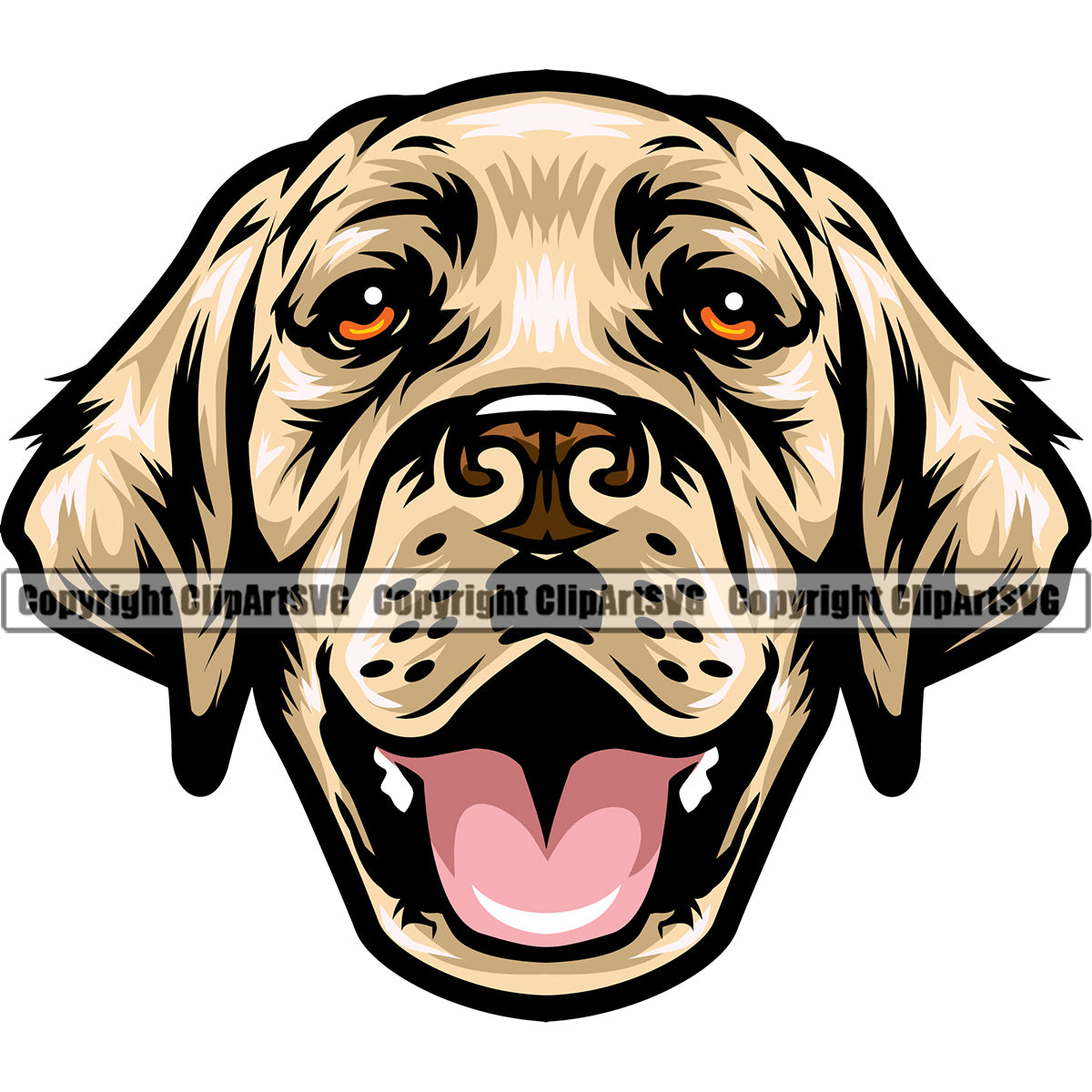Labrador Retriever Yellow Color Dog Head Happy Face Design Element ...