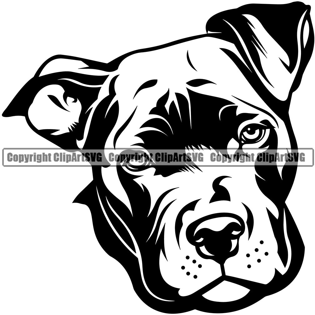 Pit Bull Dog Head Design Cute Face Animal Puppy Pup Head Purebred ...