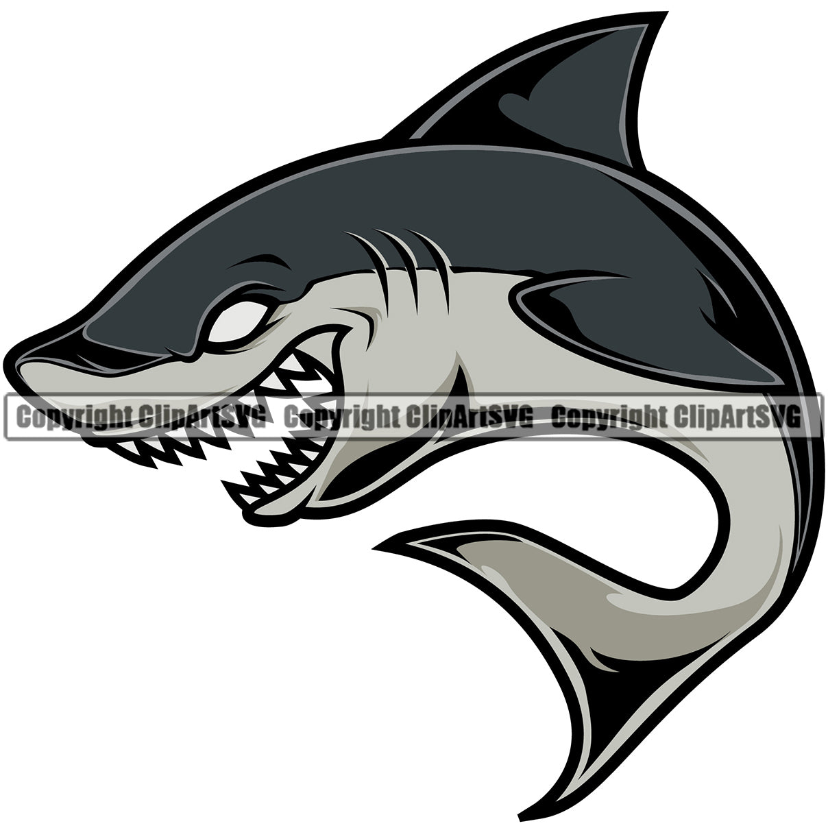 Ocean Underwater Wildlife Vector Design Angry Shark Mascot Sports Team ...