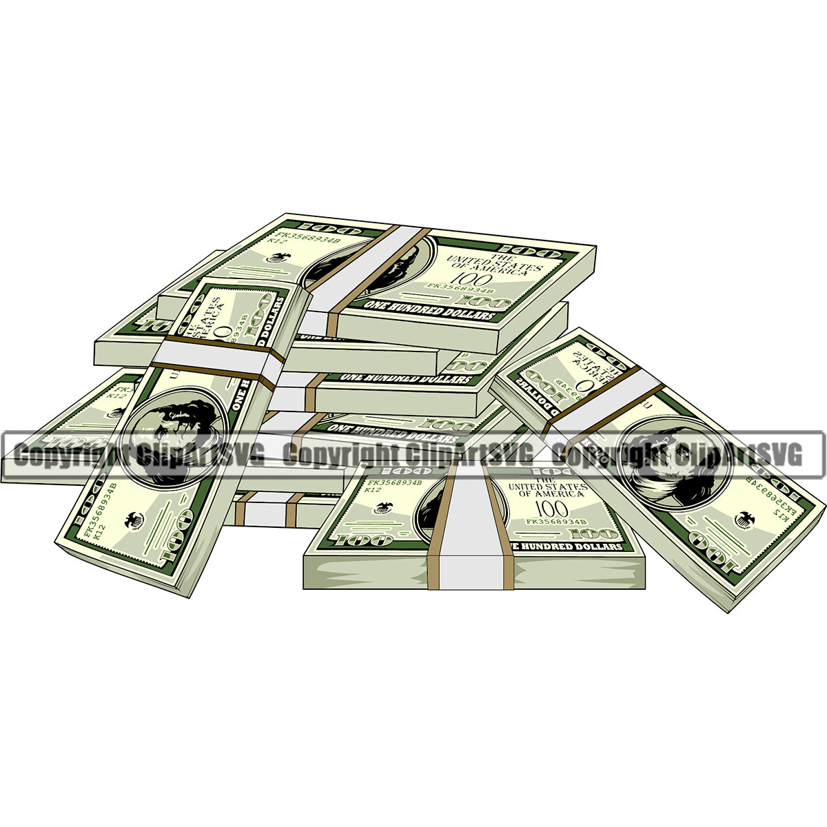 Money Stack Cash Knot Dollar Bill Currency Rubber Band Bundle Brick ...