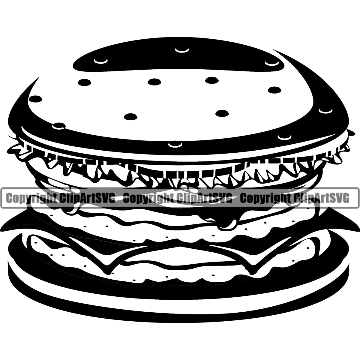 Black And White Food Hamburger Cheese Design Element BW White ...