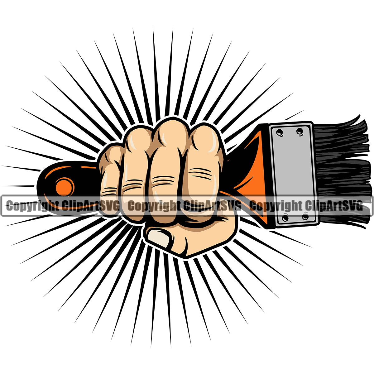 Painting Renovation Paint Brush Hand Holding Sunrise Design Element ...