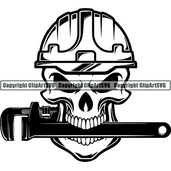 Skull And Pipe Wrench Tattoo