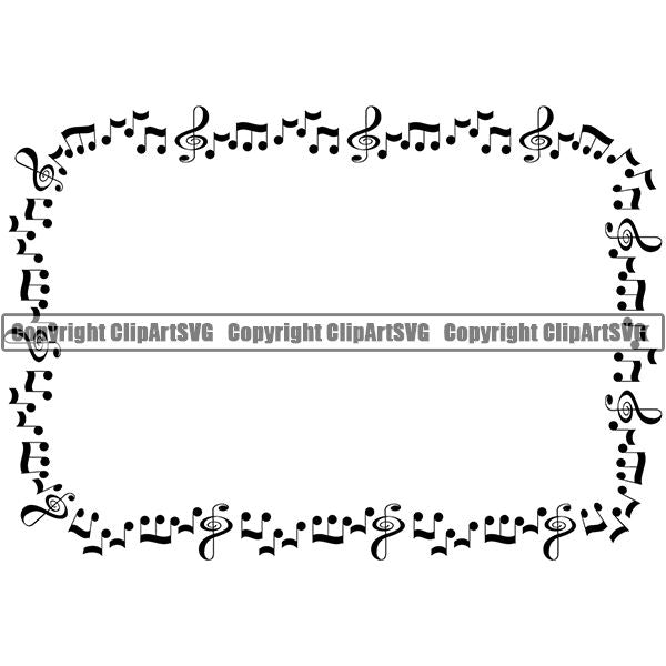Music Design Element Frame Border Notes Scattered Rectangle ClipArt SVG ...
