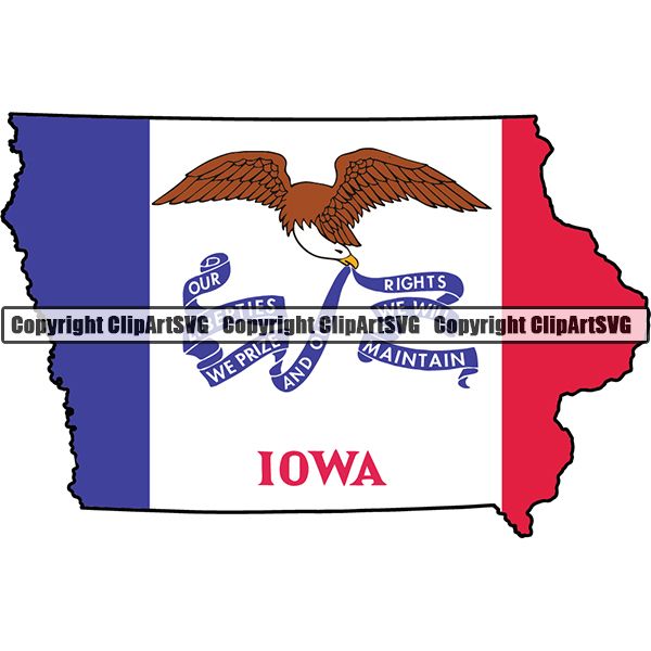 State Flag Map Iowa ClipArt SVG – ClipArt SVG