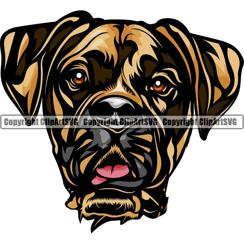 Boxer Dog Breed Head Color ClipArt SVG – ClipArt SVG