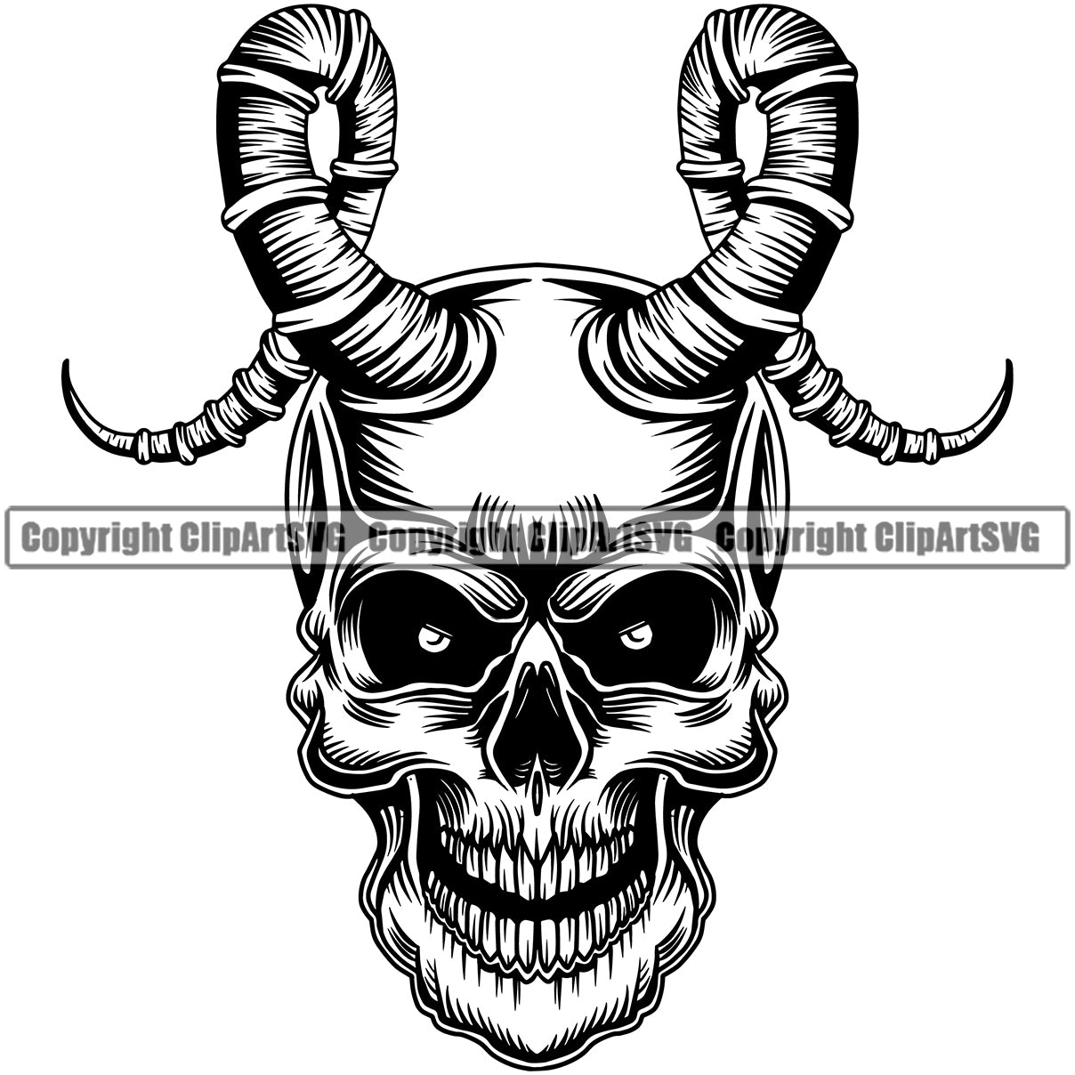 Danger Skeleton Skull With Head Horn Death Halloween Grunge Gothic ...