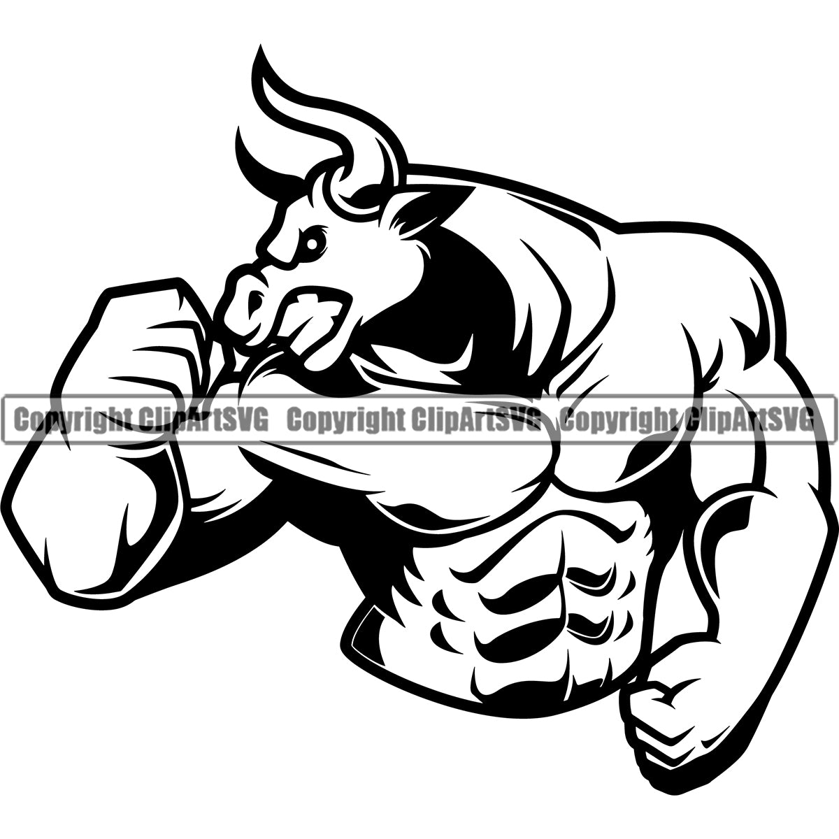 Animal Steer Cattle Cowboy Logo Strong Muscles Bull Body Black Color ...