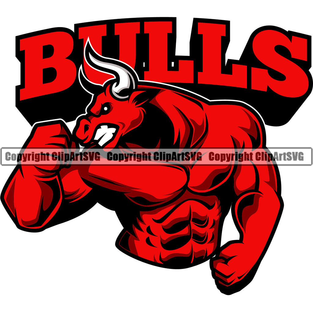 Bull Mascot School Team Head Face Sport eSport Game Emblem Sign Club ...