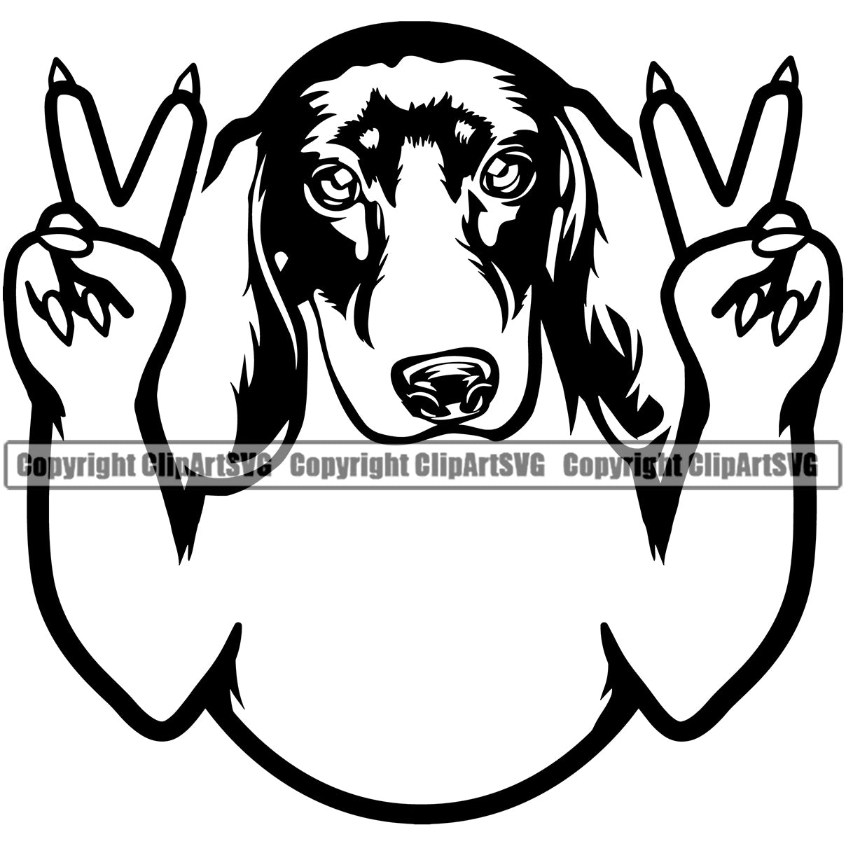 Dachshund Dog Peace Hand Sign Vector Design Smile Face Paw Puppy Pup ...