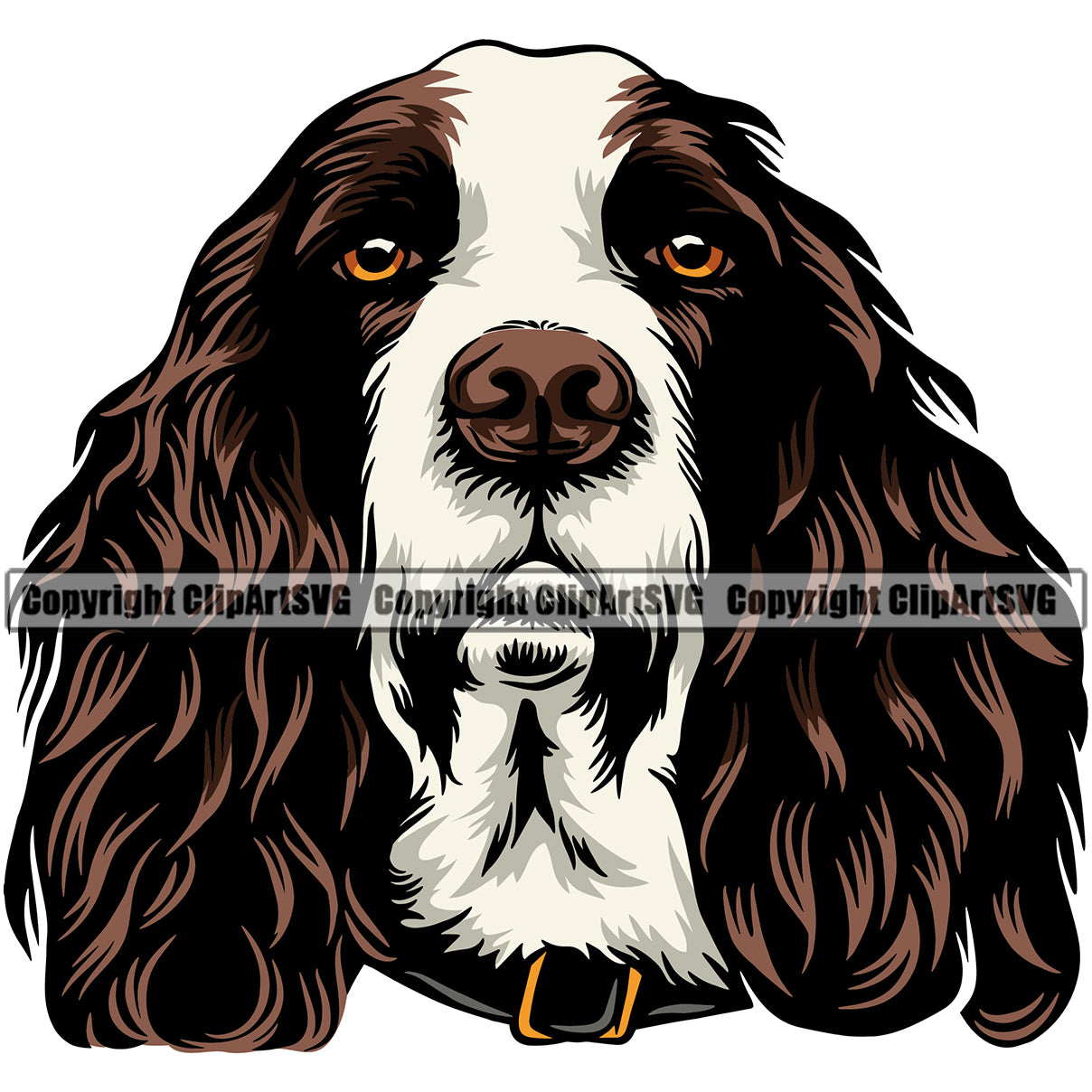 English Springer Spaniel Dog Color Head Design Puppy Head Purebred Pup ...