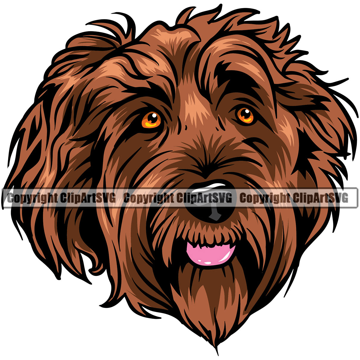 Labradoodle Dog Head Color Design K9 Animal Portrait Doggy Face Cute ...
