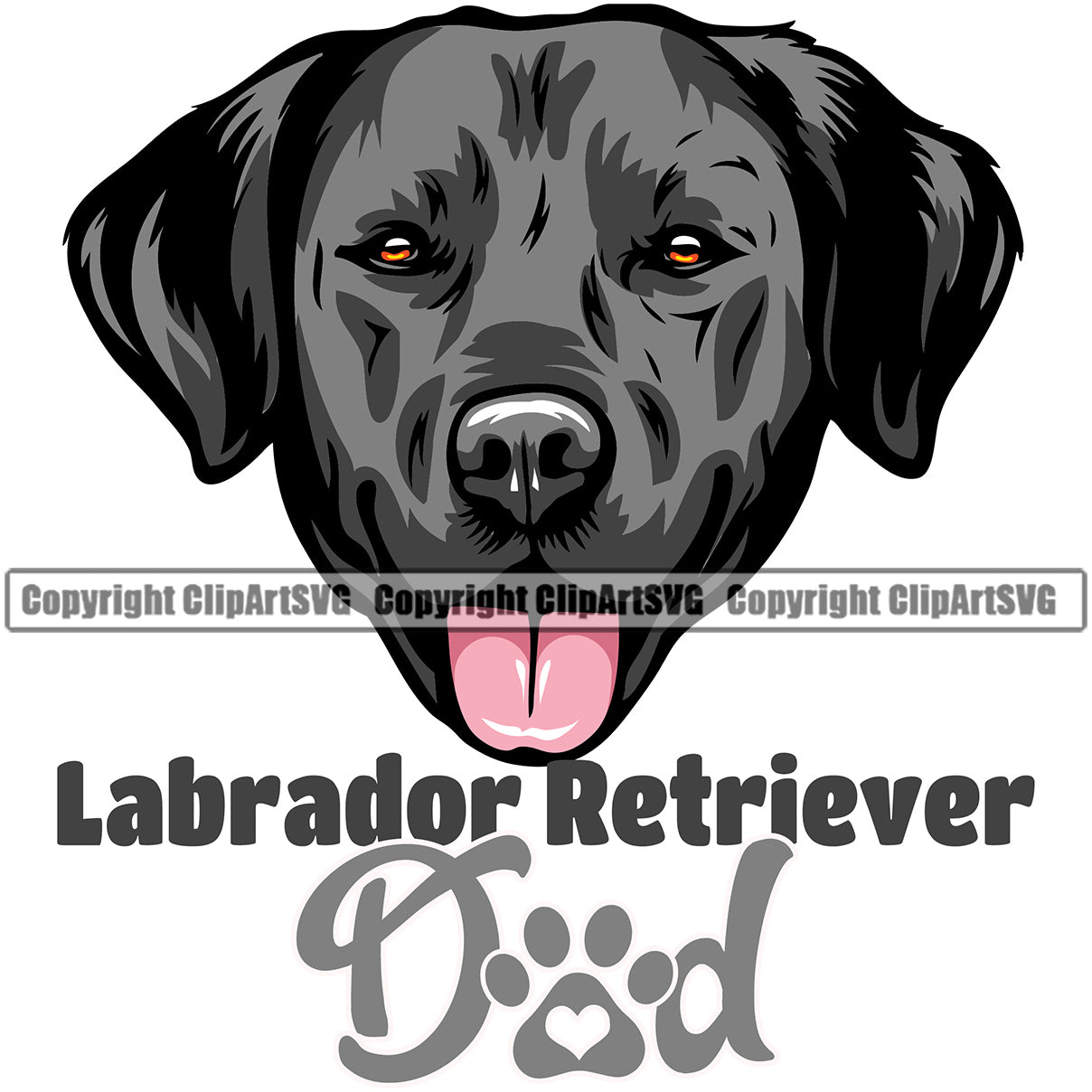 Labrador Retriever Dad Dog Black Color Design Element Animal Portrait ...