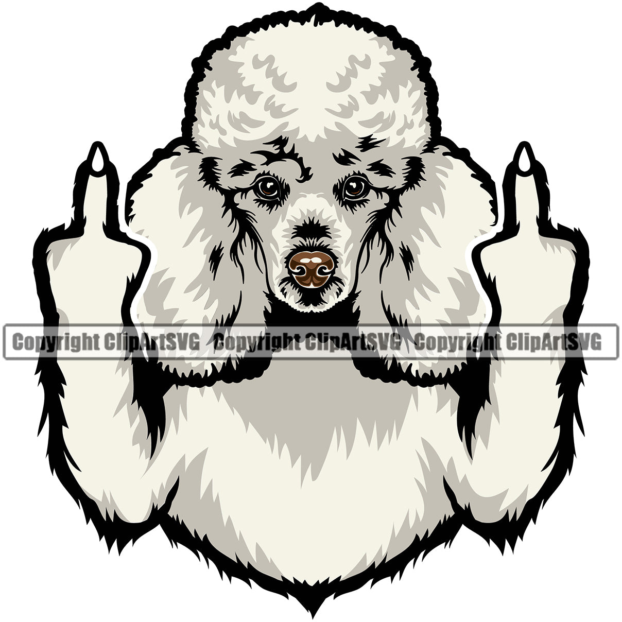 Poodle Dog Middle Finger Hand Sign Color Head Vector Puppy Pup Head ...