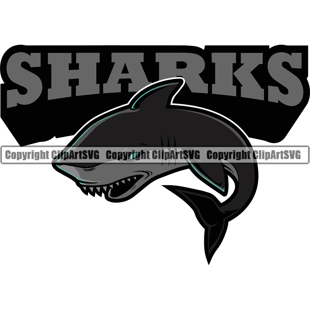 Aquatic Blue Graphic Character Animal Shark Mascot With Text Sports ...