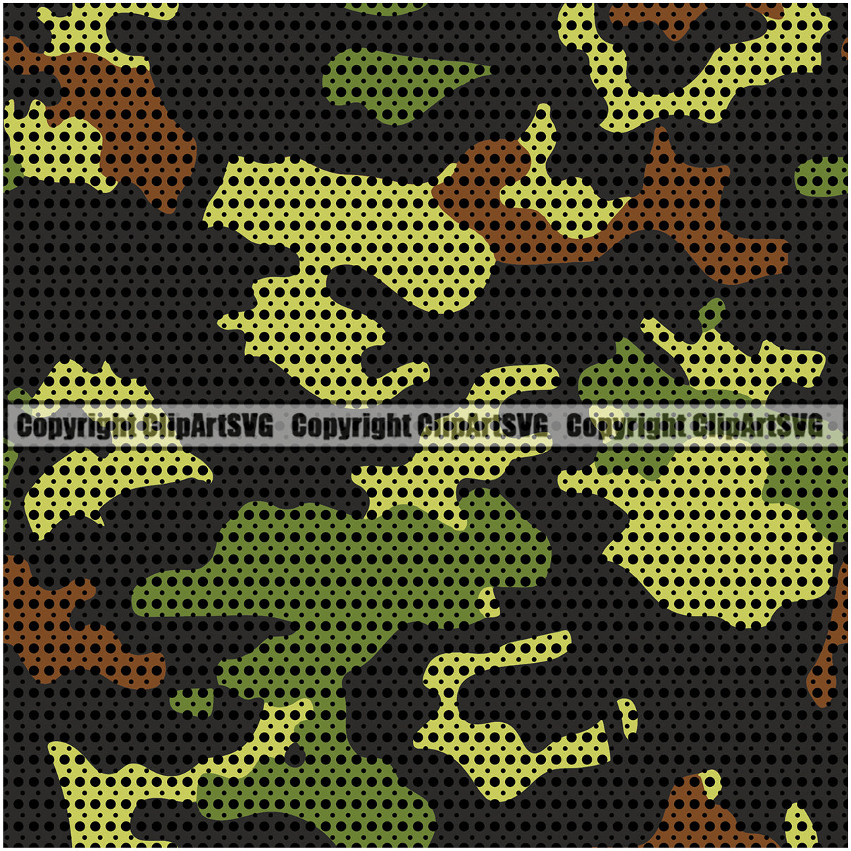 Camo Circles Woodland Seamless Pattern Green Black Vector Army War ...