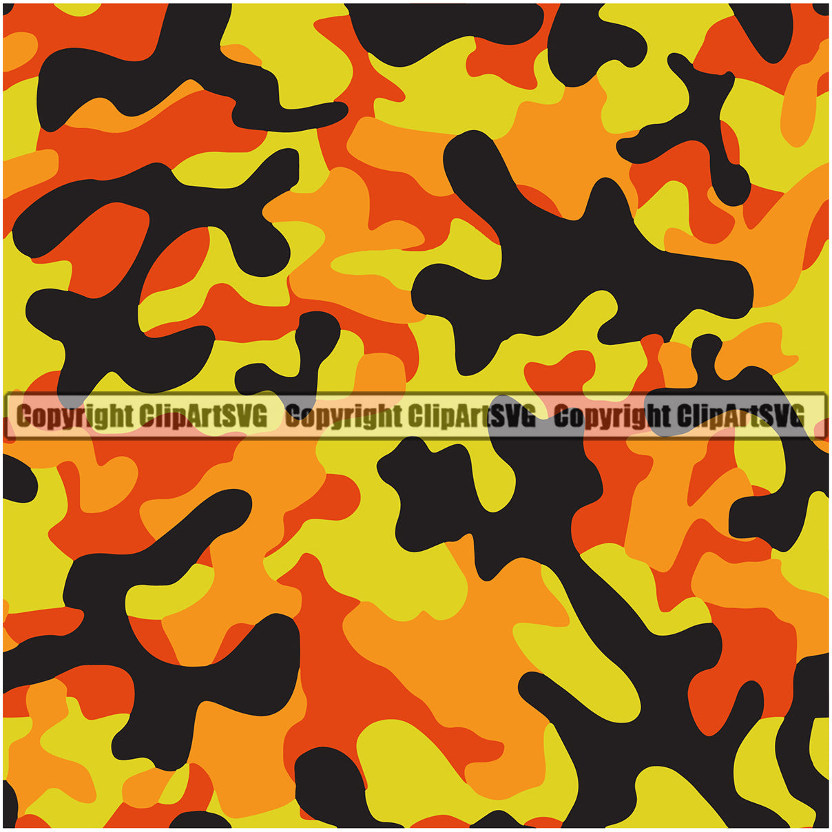 Camo Classic Seamless Pattern Design Deep Orange And Black Color Army ...