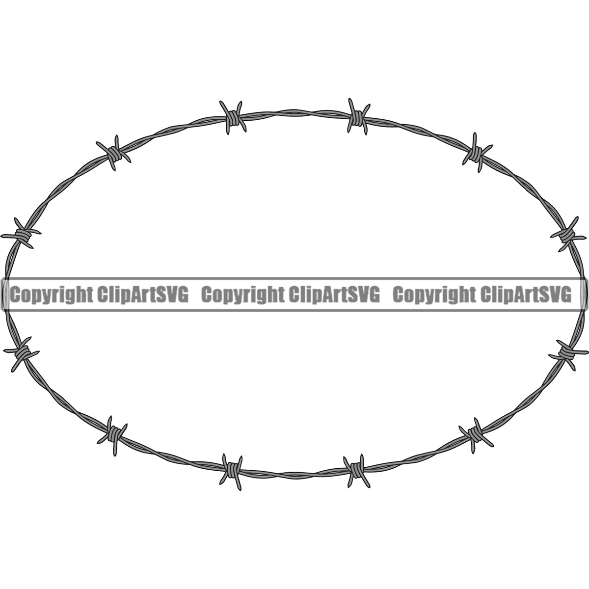 Barbed Barb Wire Silver Oval Element Metal Fence Security Wire Iron ...