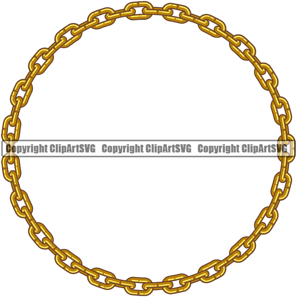 Metal Chain Link Round Circle Design Element Gold Color Iron Connection ...