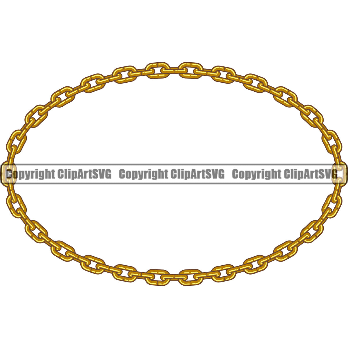 Metal Chain Link Oval Round Design Element Gold Iron Connection Links ...