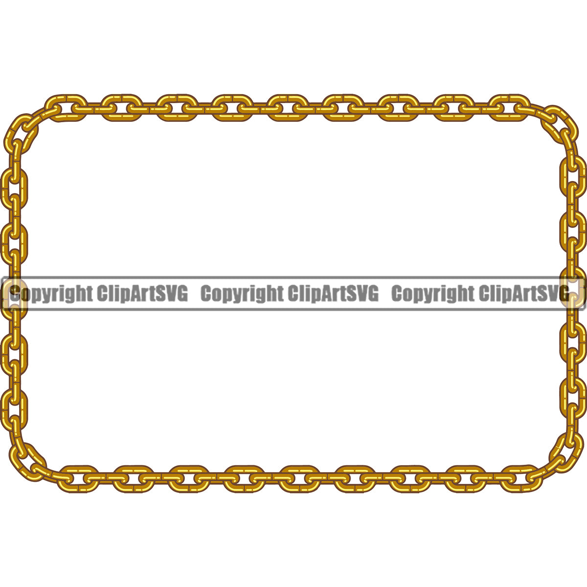 Metal Chain Link Rectangle Design Element Gold Iron Connection Links ...