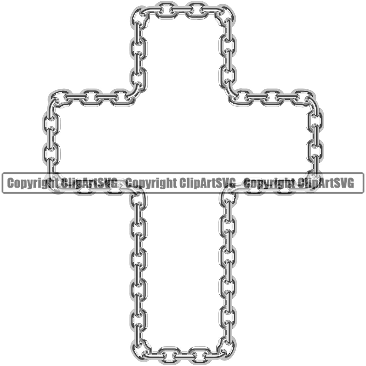 Metal Chain Link Cross Design Element Silver Color Iron Connection ...