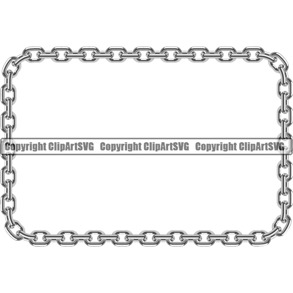 Metal Chain Link Oval Rectangle Design Element Silver Color Iron ...