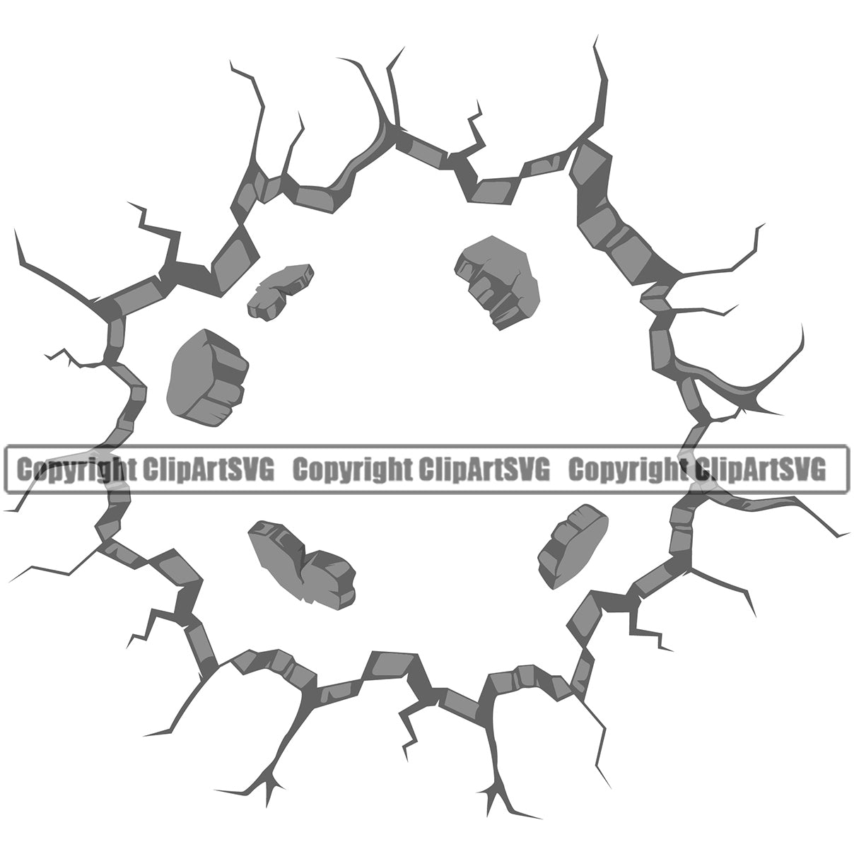 Object Exploding Through Cracked Hole Wall Floor Break Hit Smash Brick ...