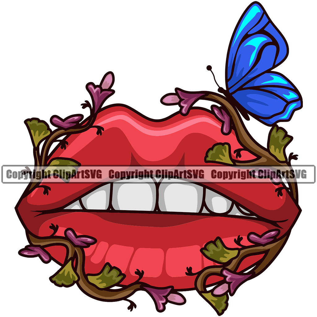 Lips Butterfly White Teeth Color Design Element Face Sexy Mouth ...
