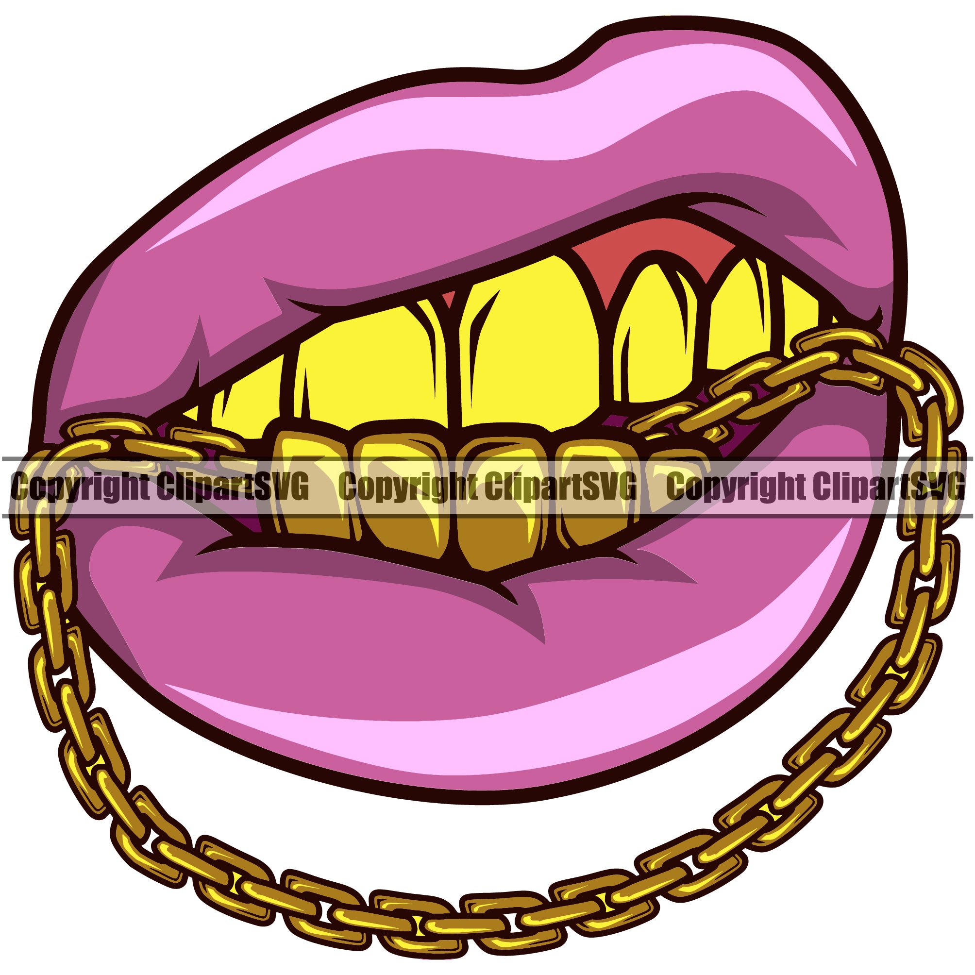 Lips Mouth Gold Teeth Bite Biting Design Element Face Sexy Mouth ...