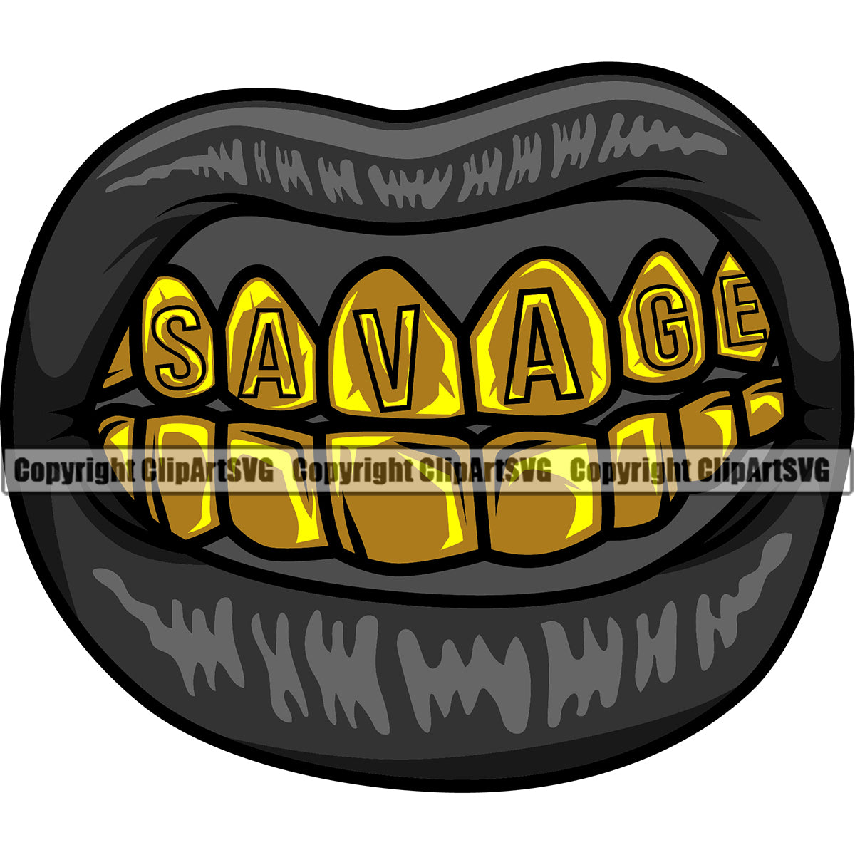 Lips Black Gold Teeth Both Savage Design Element Face Sexy Mouth ...