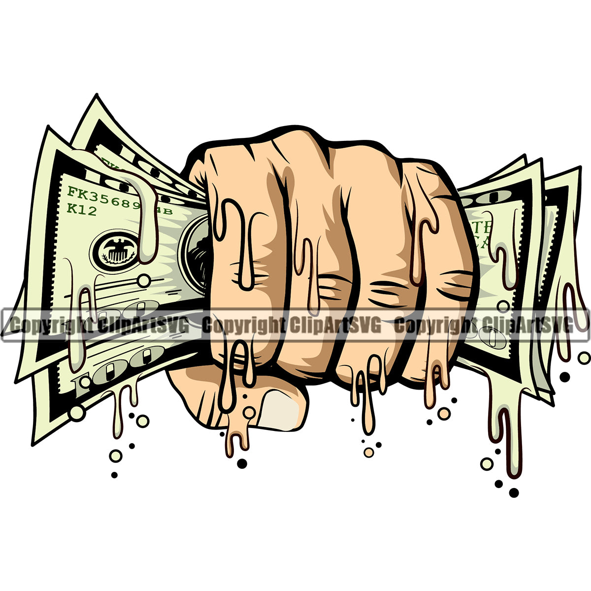 Money In Hand Holding Cash Drip Color Design Element White Caucasian ...