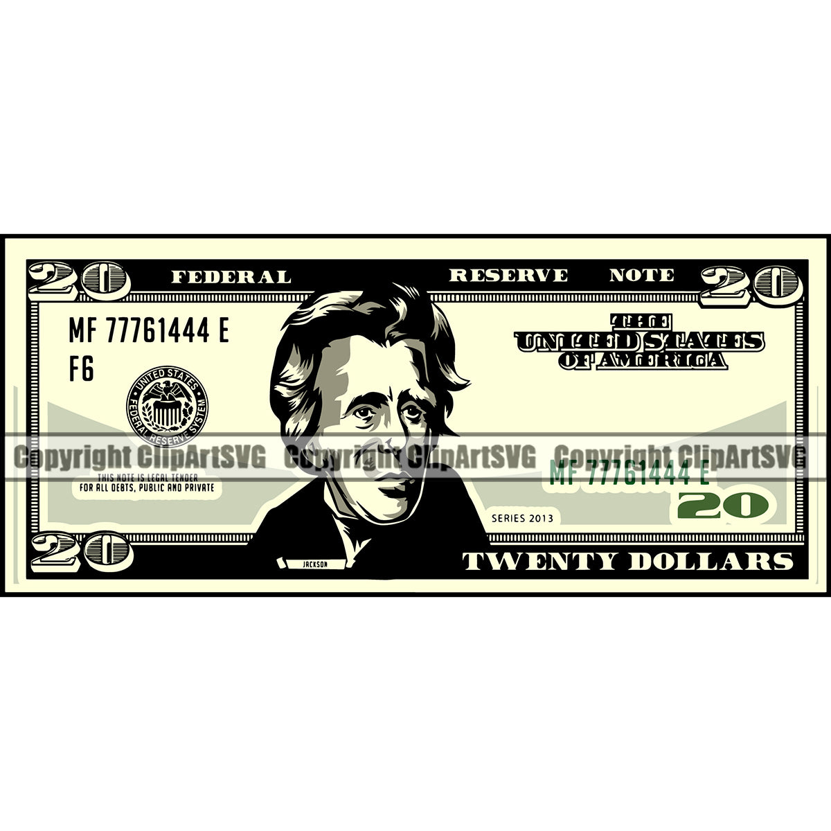 Money Cash Color Design Element Stack Spread 20 Dollar Bill Currency ...