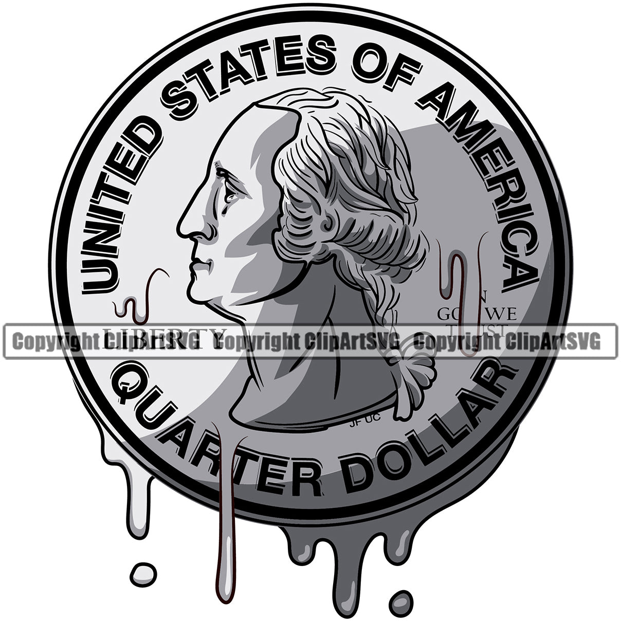 Drip Money Coin Quarter Design Element Vector Bill Currency Money Cash ...