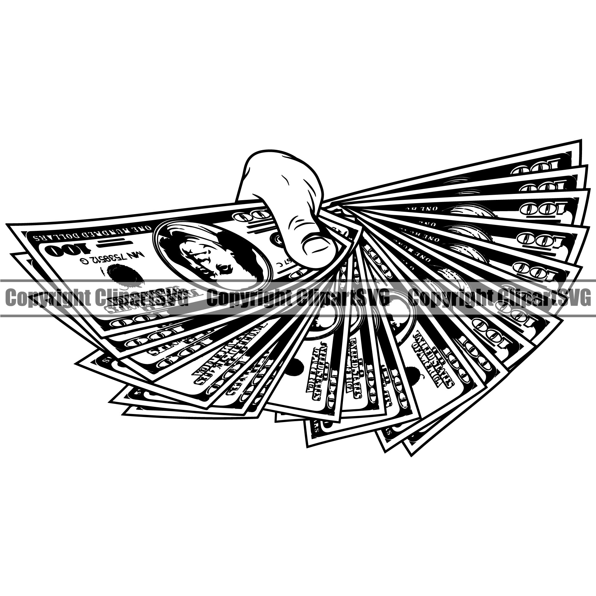 Money In Hand Holding Cash Fan Design Element Rich Wealthy Wealth ...