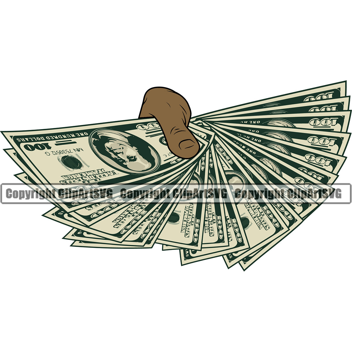 Money In Hand Holding Cash Fan Color Design Element Stack White ...