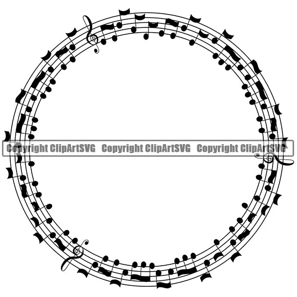 Music Note Piano Key Border Outline Background Music Notes Lines Circle ...