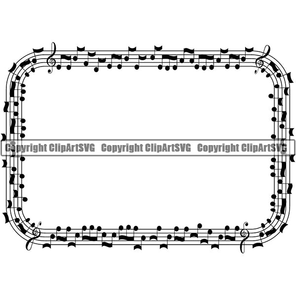 Music Note Piano Key Border Outline Music Notes Lines Rectangle White ...
