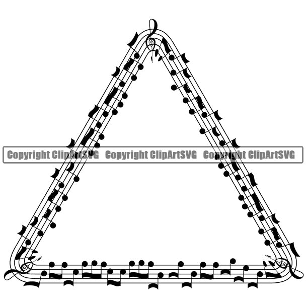 Music Note Piano Key Border Outline Music Notes Lines Triangle White ...