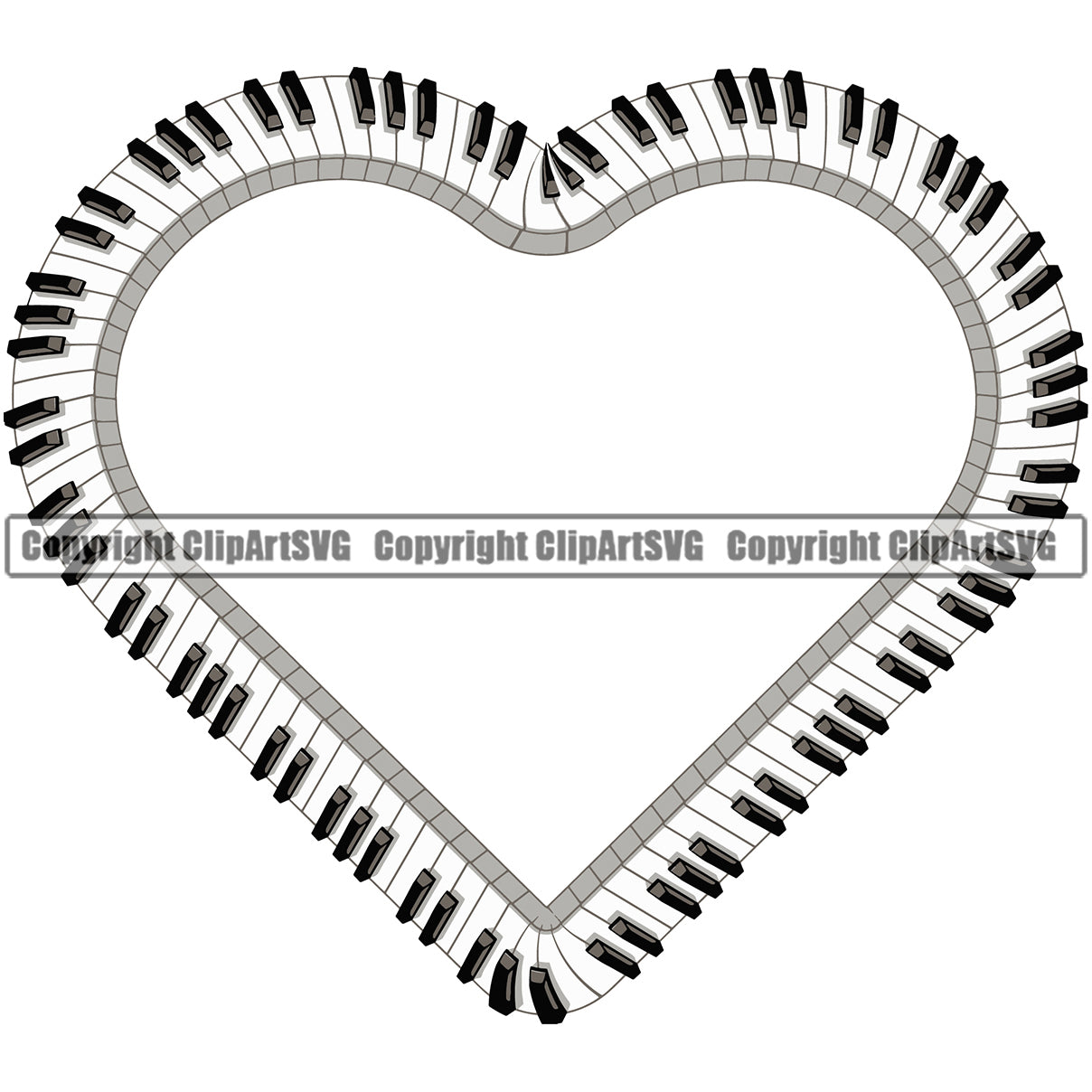 Music Note Piano Key Border Outline Music Piano Keys Heart White ...