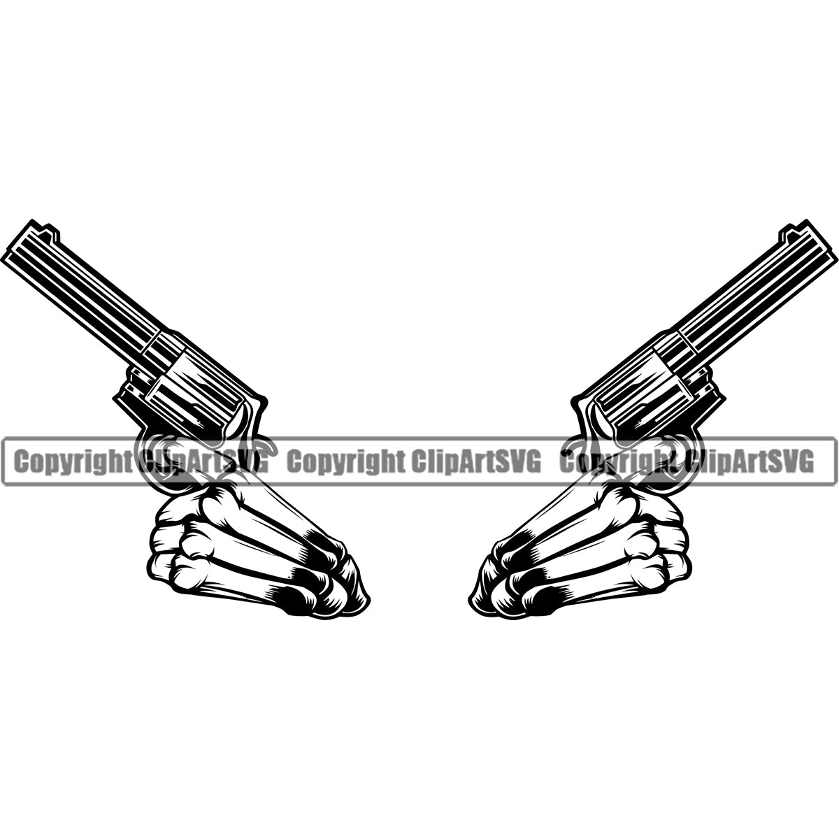 Hand Skull Skeleton Arms Gun Design Element Fist Finger Position Hold ...