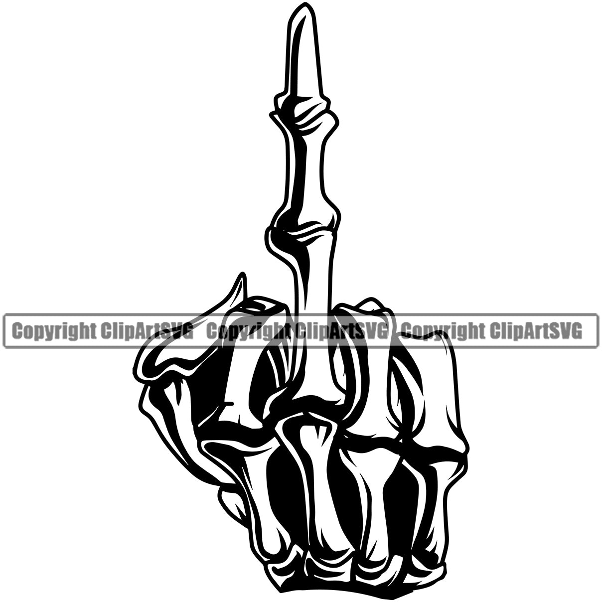 Hand Skull Skeleton Design Element Middle Finger Hand Sign Finger ...
