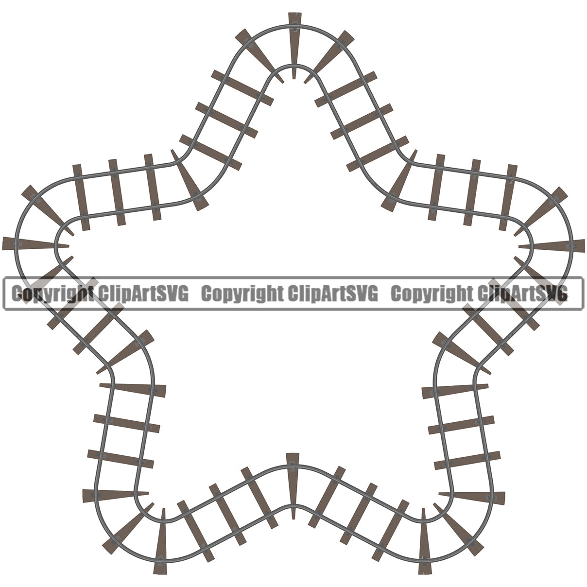 Train Track Locomotive Color Star Line Design Element Border Outline ...
