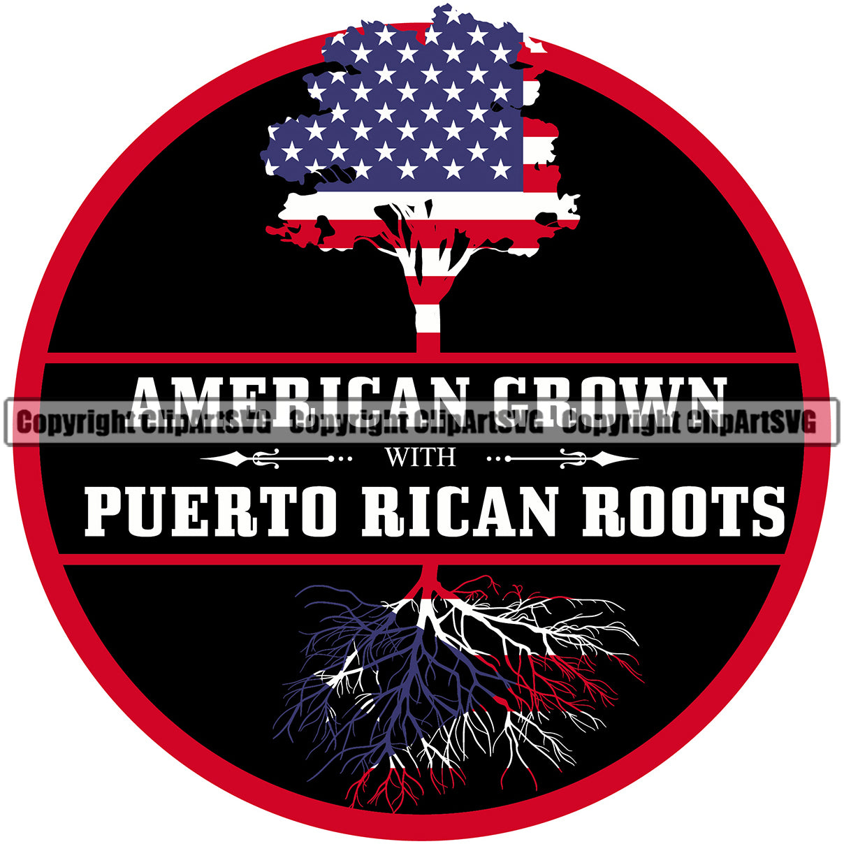 Puerto Rico Rican Tree Roots Family Home Flag Country World Nation Map ...