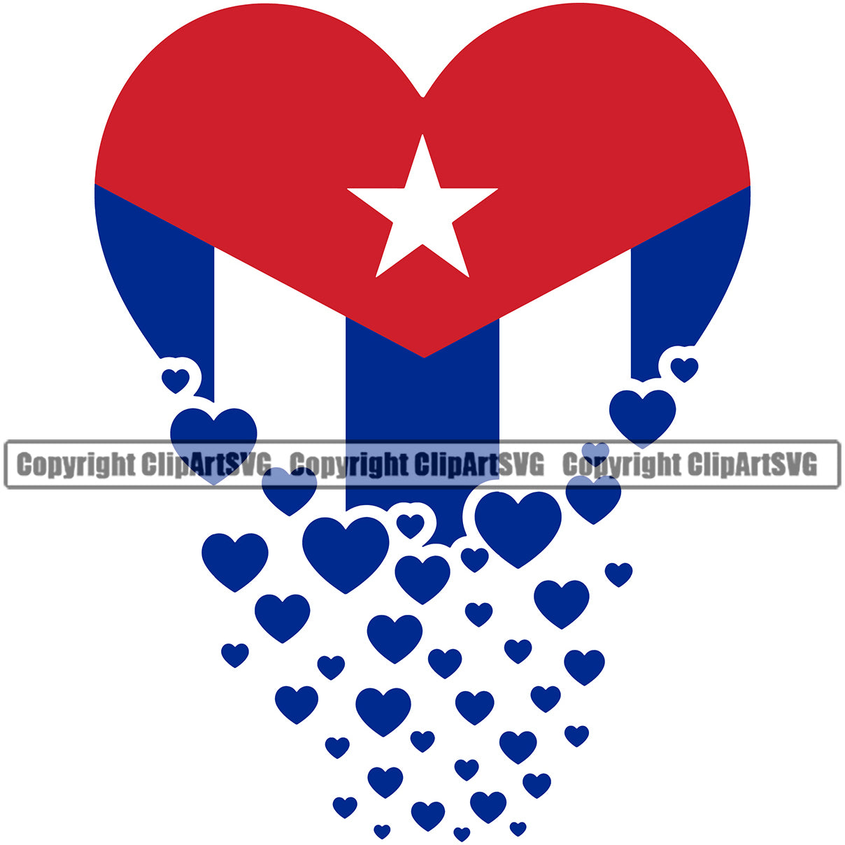 Country Flag Nation National Cuba Cuban Heart Felling Design Element ...