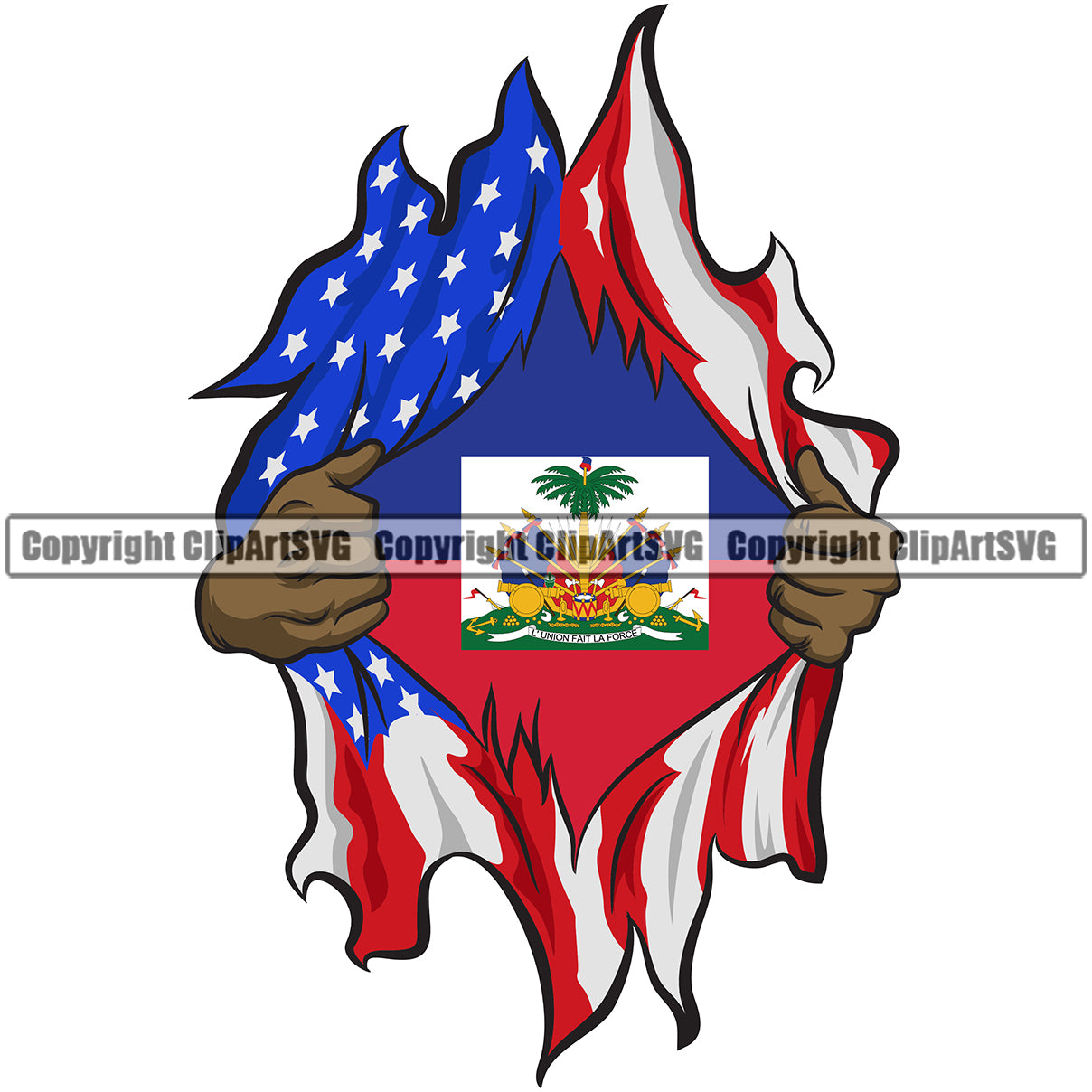 Country Map Nation National Haiti Haitian Hand Hands Rip Ripping Open ...